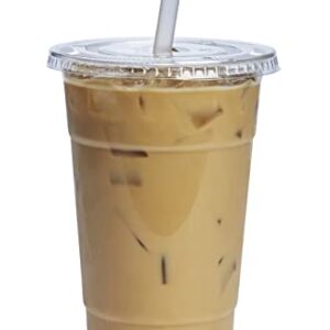 Comfy Package [24 oz. - 50 Count Clear Plastic Cups With Lids, Disposable Coffee Cups with Flat Lids - Ideal for Cold Beverages, Smoothies, and To-Go Drinks