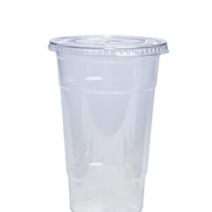 Comfy Package [24 oz. - 50 Count Clear Plastic Cups With Lids, Disposable Coffee Cups with Flat Lids - Ideal for Cold Beverages, Smoothies, and To-Go Drinks