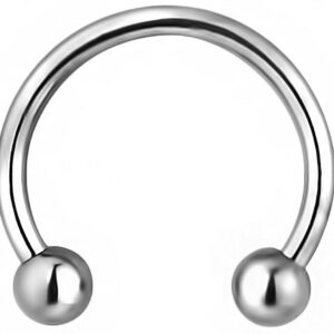 Forbidden Body Jewelry 16g 3/8" Titanium Septum Piercing Horseshoe Hoop Ring with 3 mm Balls