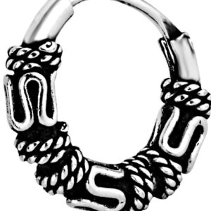 Forbidden Body Jewelry .925 Sterling Silver 3/8" Balinese Braided Design Cartilage Hoop Earring (Sold Individually)