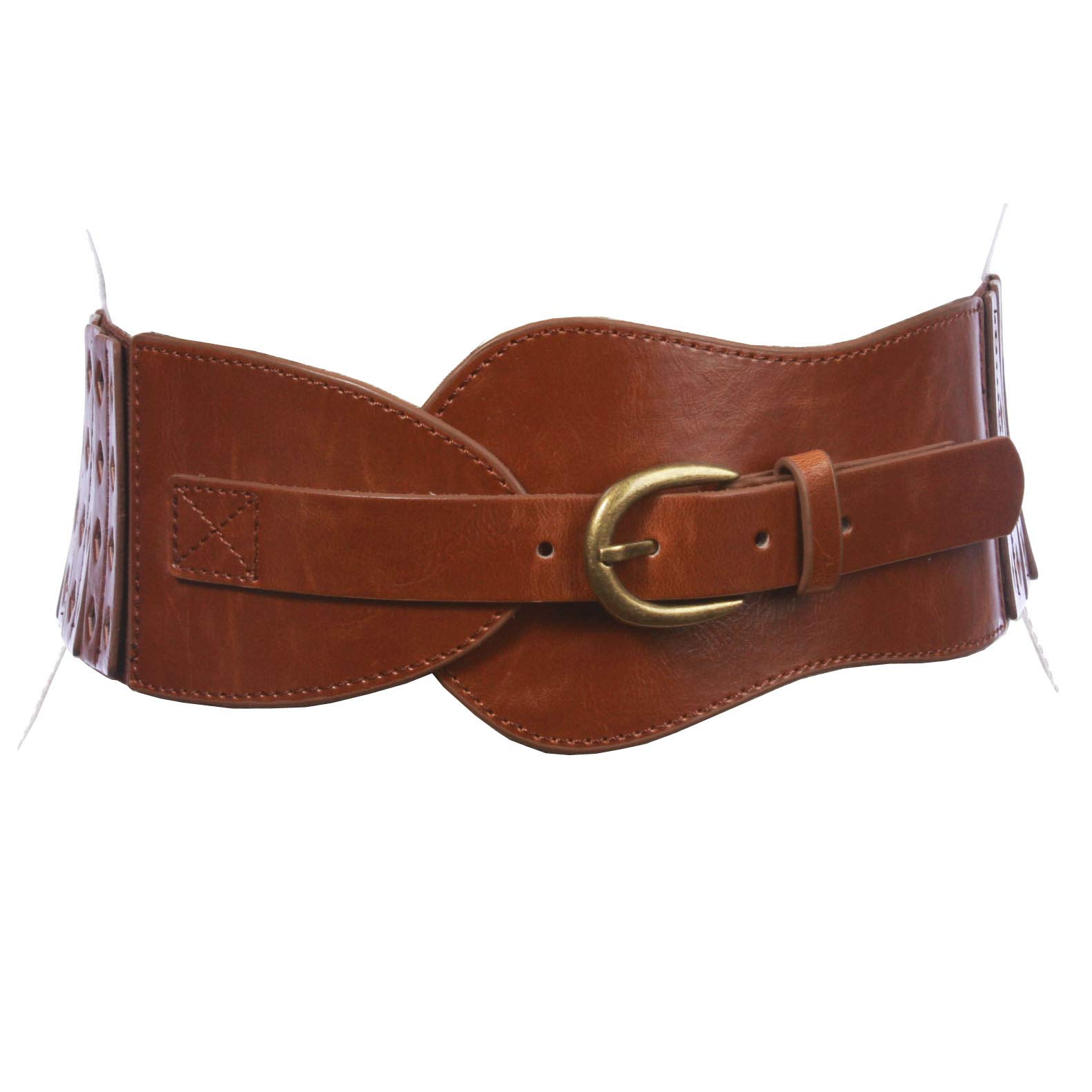 Women's 3" Wide High Waist Fashion Stretch Belt, Tan | s/m (26"-29" waist)