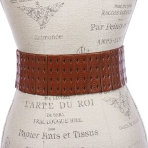 Women's 3" Wide High Waist Fashion Stretch Belt, Tan | s/m (26"-29" waist)