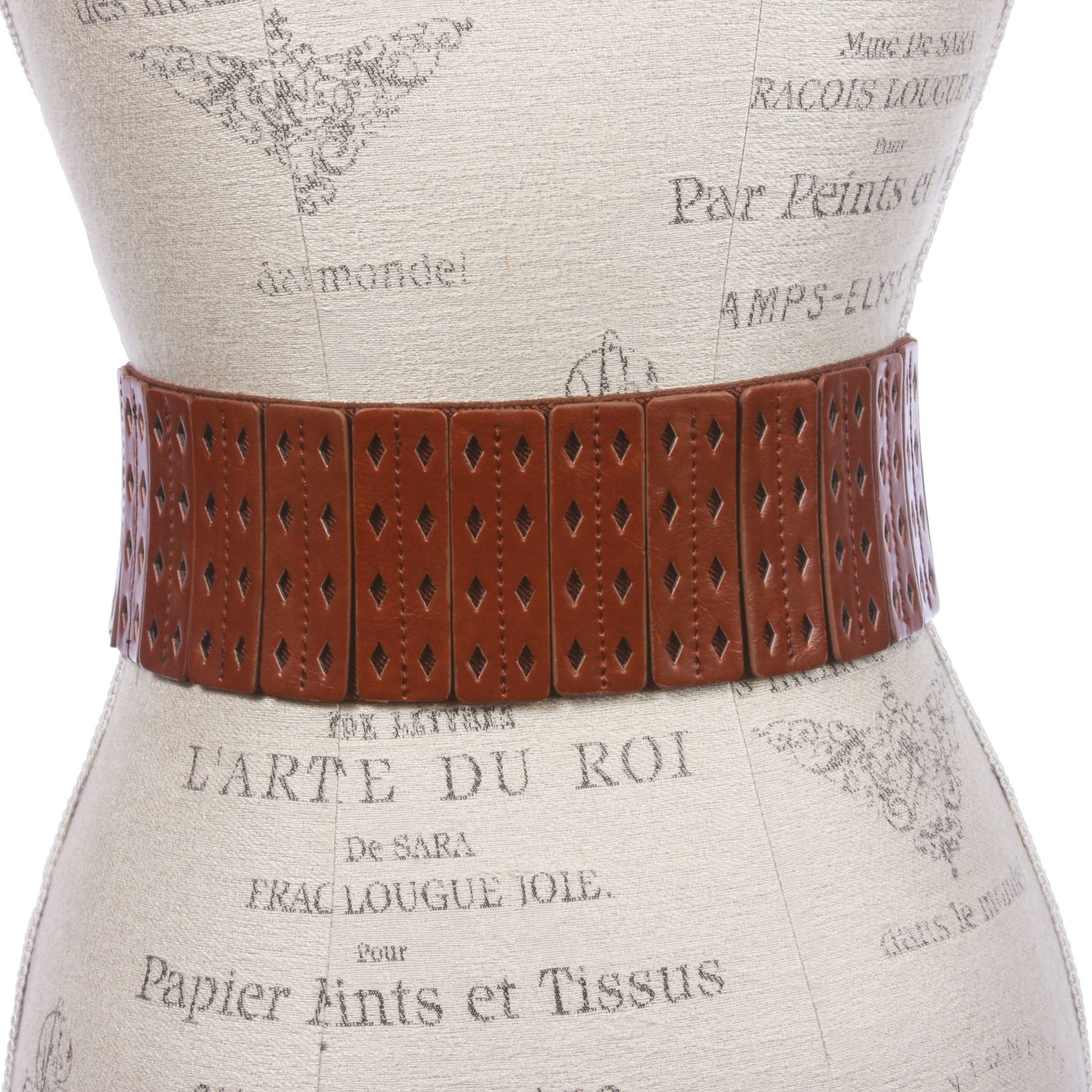 Women's 3" Wide High Waist Fashion Stretch Belt, Tan | s/m (26"-29" waist)