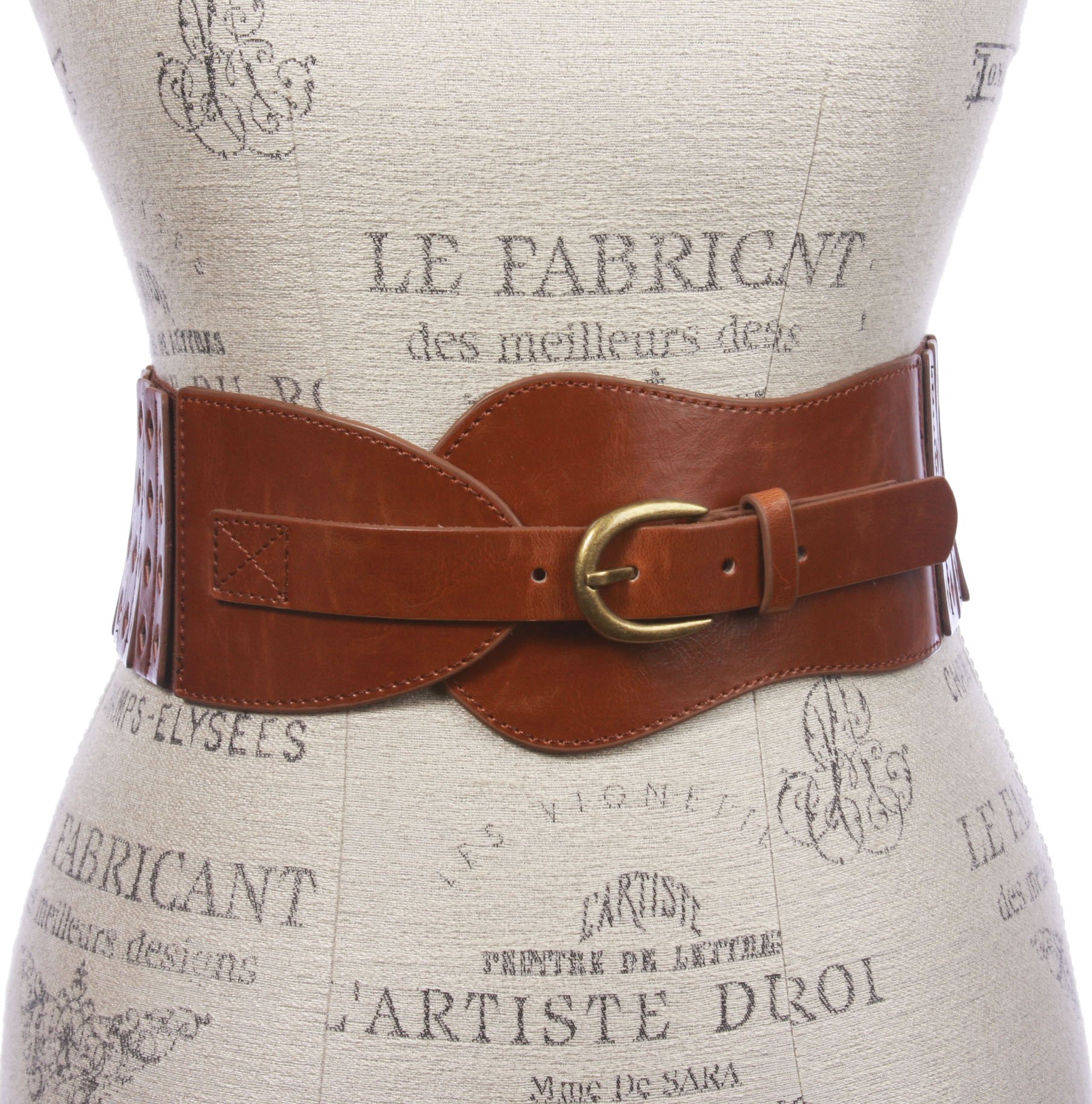 Women's 3" Wide High Waist Fashion Stretch Belt, Tan | s/m (26"-29" waist)