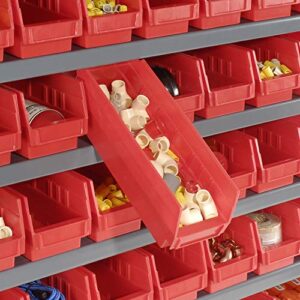 Global Industrial 13 Shelf Steel Shelving with (96) 4" H Plastic Shelf Bins, Red, 36x12x72