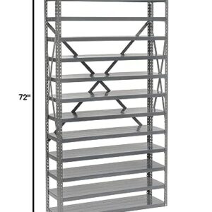 Global Industrial 13 Shelf Steel Shelving with (96) 4" H Plastic Shelf Bins, Red, 36x12x72