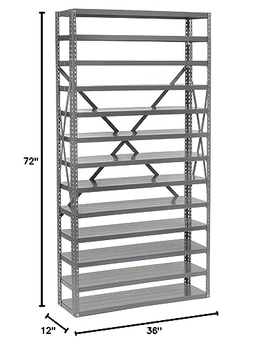 Global Industrial 13 Shelf Steel Shelving with (96) 4" H Plastic Shelf Bins, Red, 36x12x72