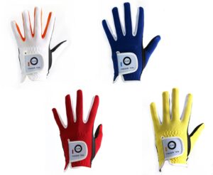 golf gloves junior kids youth toddler boys girls left hand right hand dura feel white blue red yellow golf glove extra value 2 pack age 4-11 years old (large(age 7-8) blue, worn on left hand)