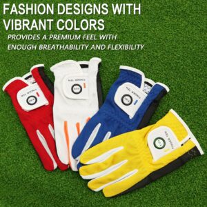 Golf Gloves Junior Kids Youth Toddler Boys Girls Left Hand Right Hand Dura Feel White Blue Red Yellow Golf Glove Extra Value 2 Pack Age 4-11 Years Old (X-Large(Age 9-10) Blue, Worn on Left Hand)