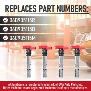 Ignition Coil Pack Set of 4-1.8T - Replaces 06C905115M, 06B905115R, 06B905115D - Compatible with Volkswagen & Audi Vehicles