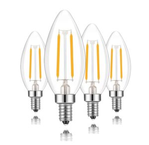 lamsky e14 european base led filament edison bulb, 2w warm white 2700k, no-dimmable (4-pack)