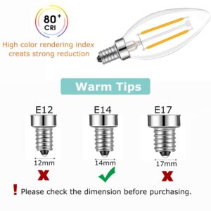 Lamsky E14 European Base LED Filament Edison Bulb, 2W Warm White 2700K, No-Dimmable (4-Pack)