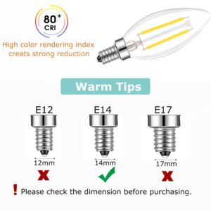 Lamsky E14 LED Filament Candle Shape Light Bulb,E14 European Base Bulb,Daylight 6000K 200LM 20W Equivalent,C35 Clear Glass Torpedo Shape Bullet Top,No-Dimmable (4-Pack)