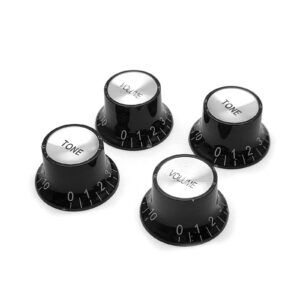 plastic top hat style 2 volume and 2 tone speed control knobs set for gibson les paul electric guitar replacement black