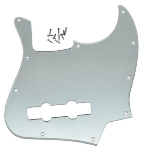 KAISH 4 String J Bass Style Pickguard Bass Pick Guard Scratch Plate for USA/Mexico Jazz J Bass Silver Mirror