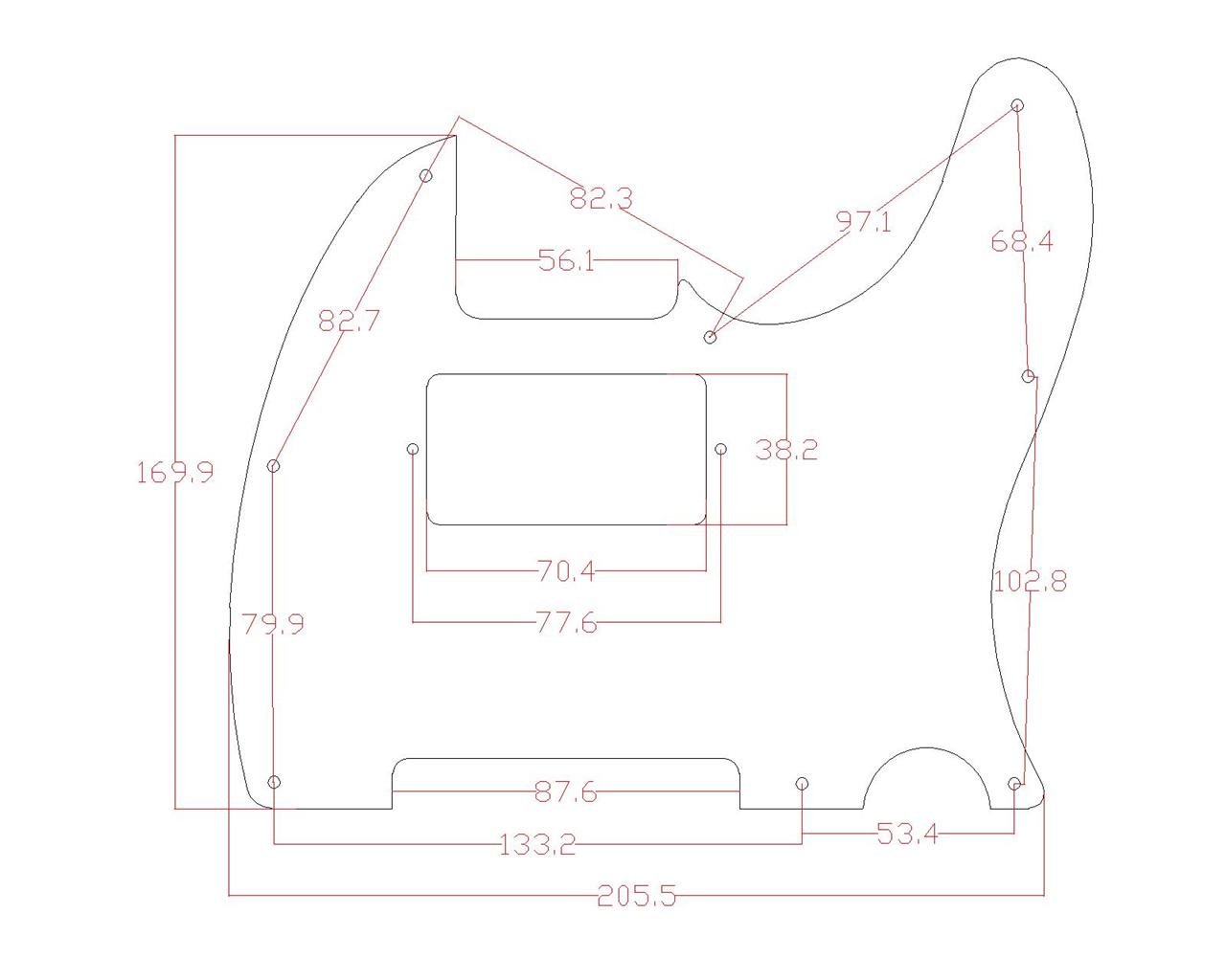 KAISH 8 Hole Tele Style Humbucker Pickguard TL Guitar Pick Guard for Telecaster/Tele Black 3 Ply