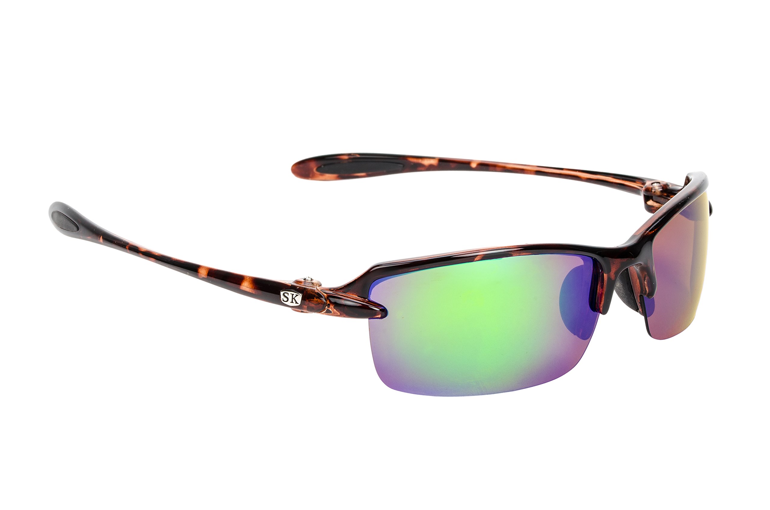 Strike King Plus Sabine Polarized Sunglasses, Shiny Tortoise Shell Frame/Green Mirror Gray Base Lens