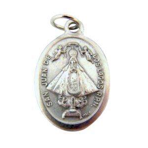 catholic saint medals silver toned base our lady of san juan de los lagos medal, 1 inch