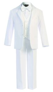 olivia koo boy's classic tuxedo suit with no tail white two button