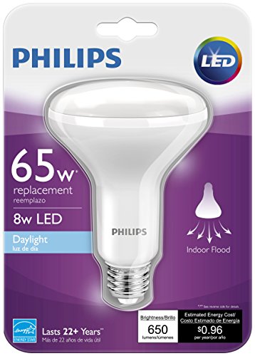 Philips LED Dimmable BR30 Light Bulb: 650-Lumen, 5000-Kelvin, 8-Watt (65-Watt Equivalent), E26 Base, Daylight, 4-Pack