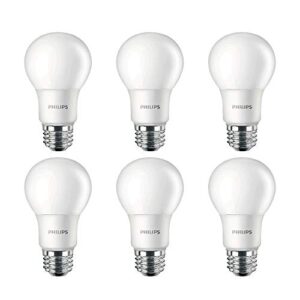 philips led non-dimmable a19 frosted light bulb: 1500-lumen, 2700-kelvin, 14.5-watt (100-watt equivalent), e26 base, soft white, 6-pack, 461995