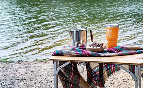 Camco Folding Bamboo Table with Aluminum Legs | Natural Bamboo Top | Lightweight for Added Portability (51895)