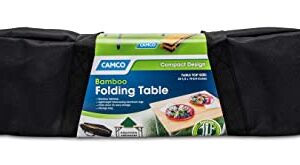 Camco Folding Bamboo Table with Aluminum Legs | Natural Bamboo Top | Lightweight for Added Portability (51895)