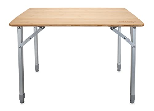 Camco Folding Bamboo Table with Aluminum Legs | Natural Bamboo Top | Lightweight for Added Portability (51895)