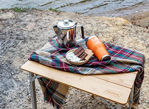 Camco Folding Bamboo Table with Aluminum Legs | Natural Bamboo Top | Lightweight for Added Portability (51895)