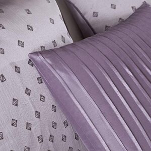 Madison Park Biloxi Duvet Cover - Geometric Duvet Cover Set, Ultra Soft Microfiber Light Weight Bed Comforter Covers, King/Cal King(104"x92"), Purple 6 Piece