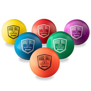 franklin sports dodgeball ball set – superskin-coated foam balls for playground games – small dodgeballs for gymnasium games – easy-grip foam balls – won’t shred or tear for hours of fun (pack of 6)