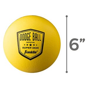 Franklin Sports Dodgeball Ball Set – Superskin-Coated Foam Balls for Playground Games – Small Dodgeballs for Gymnasium Games – Easy-Grip Foam Balls – Won’t Shred or Tear for Hours of Fun (pack of 6)