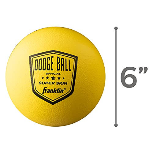 Franklin Sports Dodgeball Ball Set – Superskin-Coated Foam Balls for Playground Games – Small Dodgeballs for Gymnasium Games – Easy-Grip Foam Balls – Won’t Shred or Tear for Hours of Fun (pack of 6)