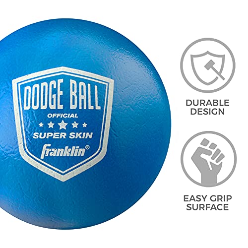 Franklin Sports Dodgeball Ball Set – Superskin-Coated Foam Balls for Playground Games – Small Dodgeballs for Gymnasium Games – Easy-Grip Foam Balls – Won’t Shred or Tear for Hours of Fun (pack of 6)