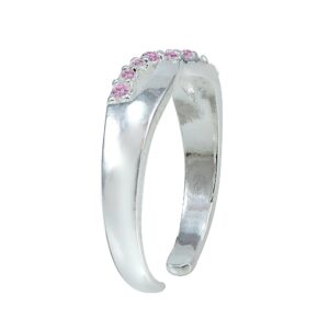 Hoops & Loops Sterling Silver Pink CZ Infinity Toe Ring