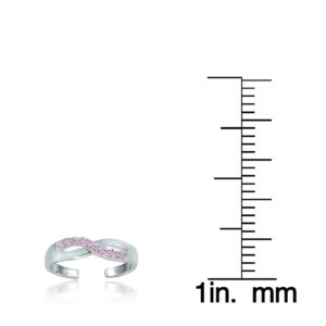 Hoops & Loops Sterling Silver Pink CZ Infinity Toe Ring