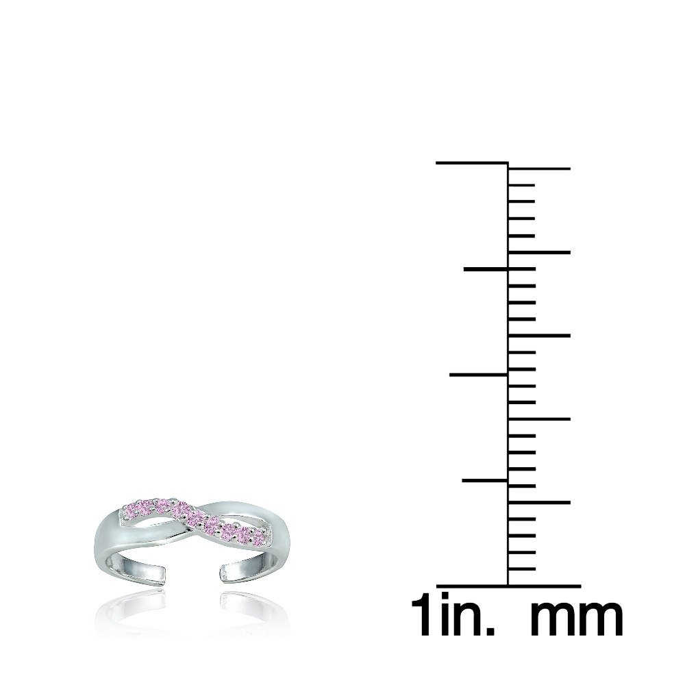 Hoops & Loops Sterling Silver Pink CZ Infinity Toe Ring