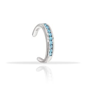 hoops & loops sterling silver blue channel-set cubic zirconia toe ring