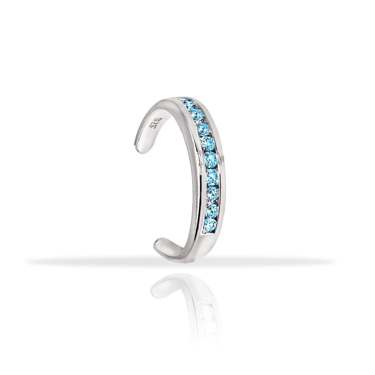 Hoops & Loops Sterling Silver Blue Channel-Set Cubic Zirconia Toe Ring