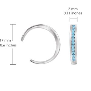 Hoops & Loops Sterling Silver Blue Channel-Set Cubic Zirconia Toe Ring