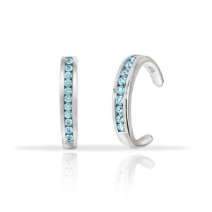 Hoops & Loops Sterling Silver Blue Channel-Set Cubic Zirconia Toe Ring