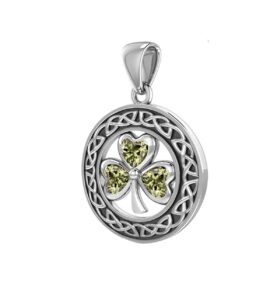 new 925 sterling silver irish shamrock 3 leaf clover genuine peridot pendant