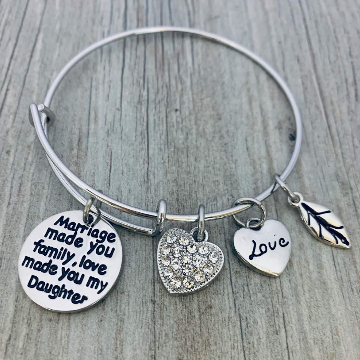 Daughter In Law Gift, Wedding Bracelet Gift for Bride Step Daughter Gift New Daughter Bracelet Jewelry from Mother in Law Bonus Daughter (Love made you our Daughter) Bonus Daughter