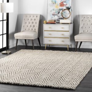 nuloom vania chevron jute area rug, 5x8, off-white