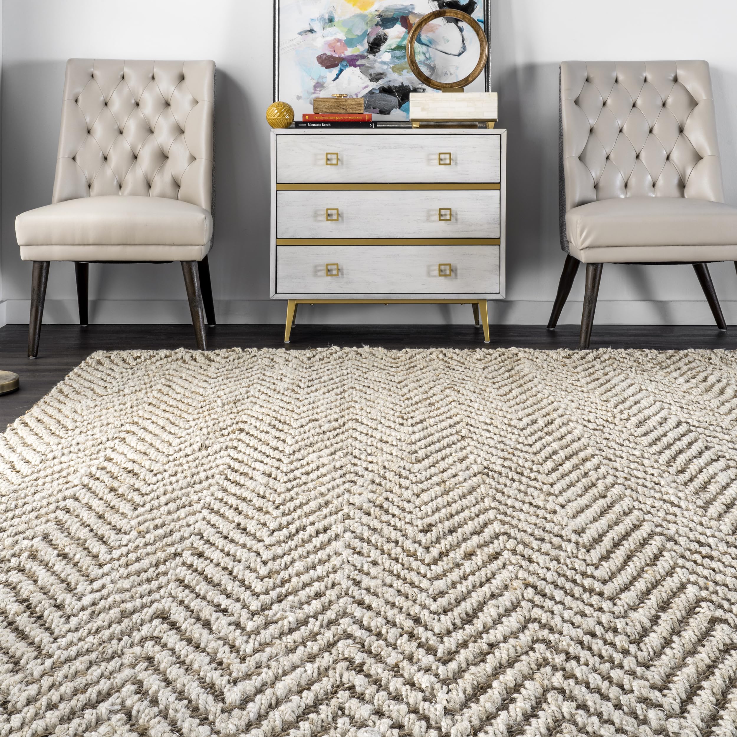 nuLOOM Vania Chevron Jute Area Rug, 5x8, Off-White