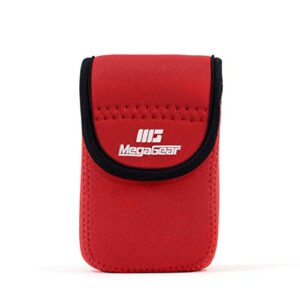 megagear mg798megagear olympus tough tg-6, tg-5, tg-4, tg-870, tg-860 ultra light neoprene camera case, with carabiner - red