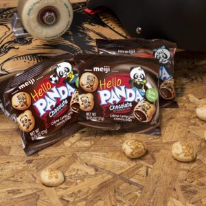 Meiji Hello Panda Cookies, Chocolate Crème Filled - 32 Count, 0.75oz Packages - Bite Sized Cookies with Fun Panda Sports