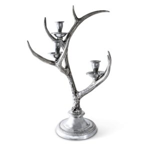 Arthur Court Designs Aluminum Metal Antler Candlestick / 3 Taper Candle Holder 13 inch Wide 17.5 inch Tall