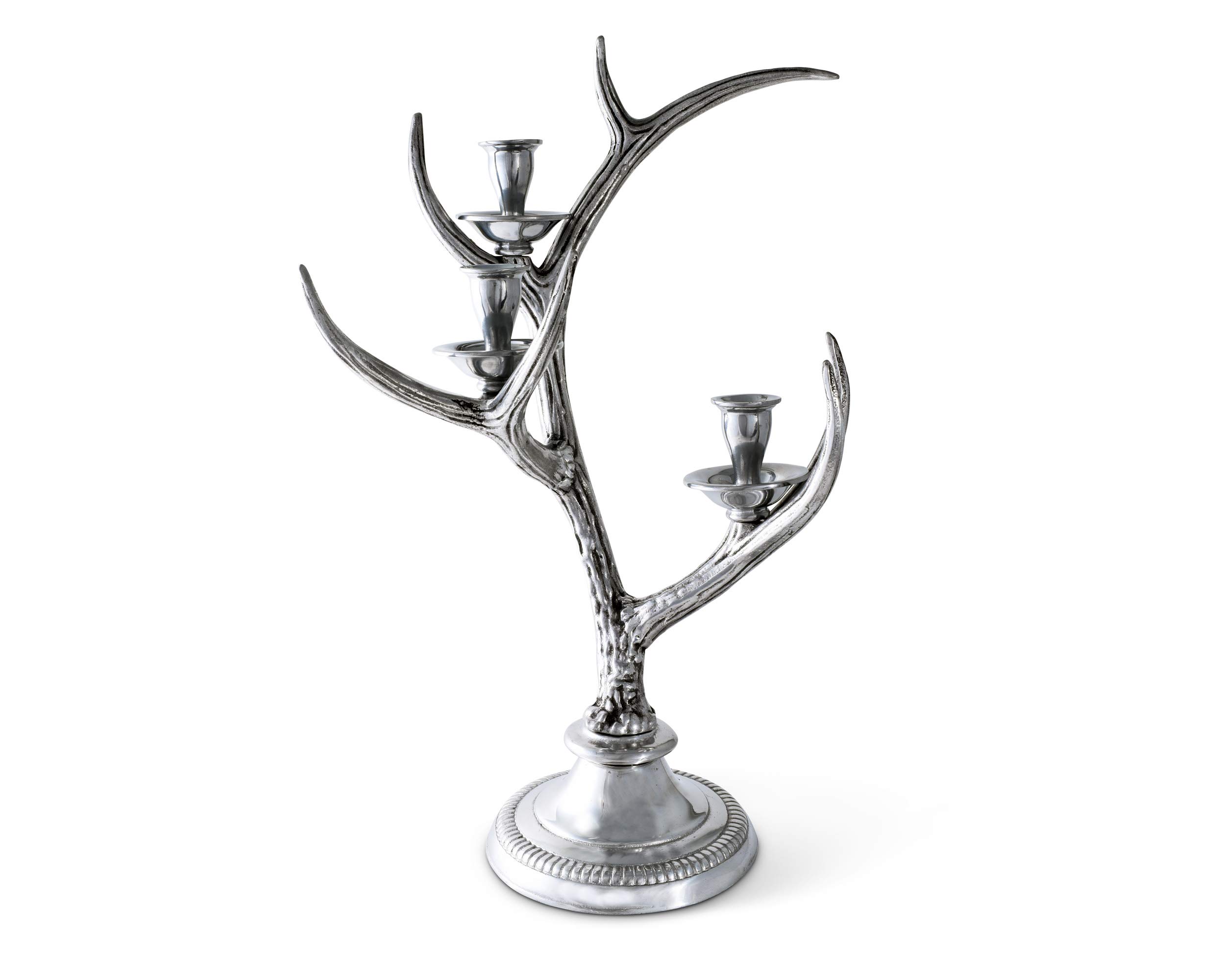 Arthur Court Designs Aluminum Metal Antler Candlestick / 3 Taper Candle Holder 13 inch Wide 17.5 inch Tall