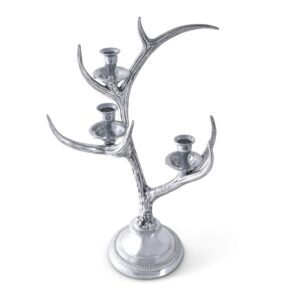 Arthur Court Designs Aluminum Metal Antler Candlestick / 3 Taper Candle Holder 13 inch Wide 17.5 inch Tall